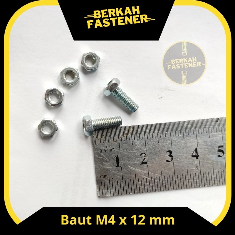 Jual Baut Mur M4 x 12 mm / 1,2 cm | Shopee Indonesia