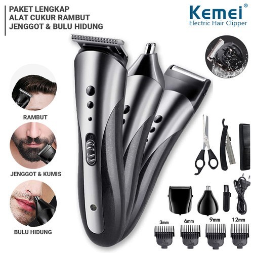 Jual Mesin Cukur Kemei KM-1407 Clipper 3 in1 Alat cukur rambut charger | Shopee Indonesia