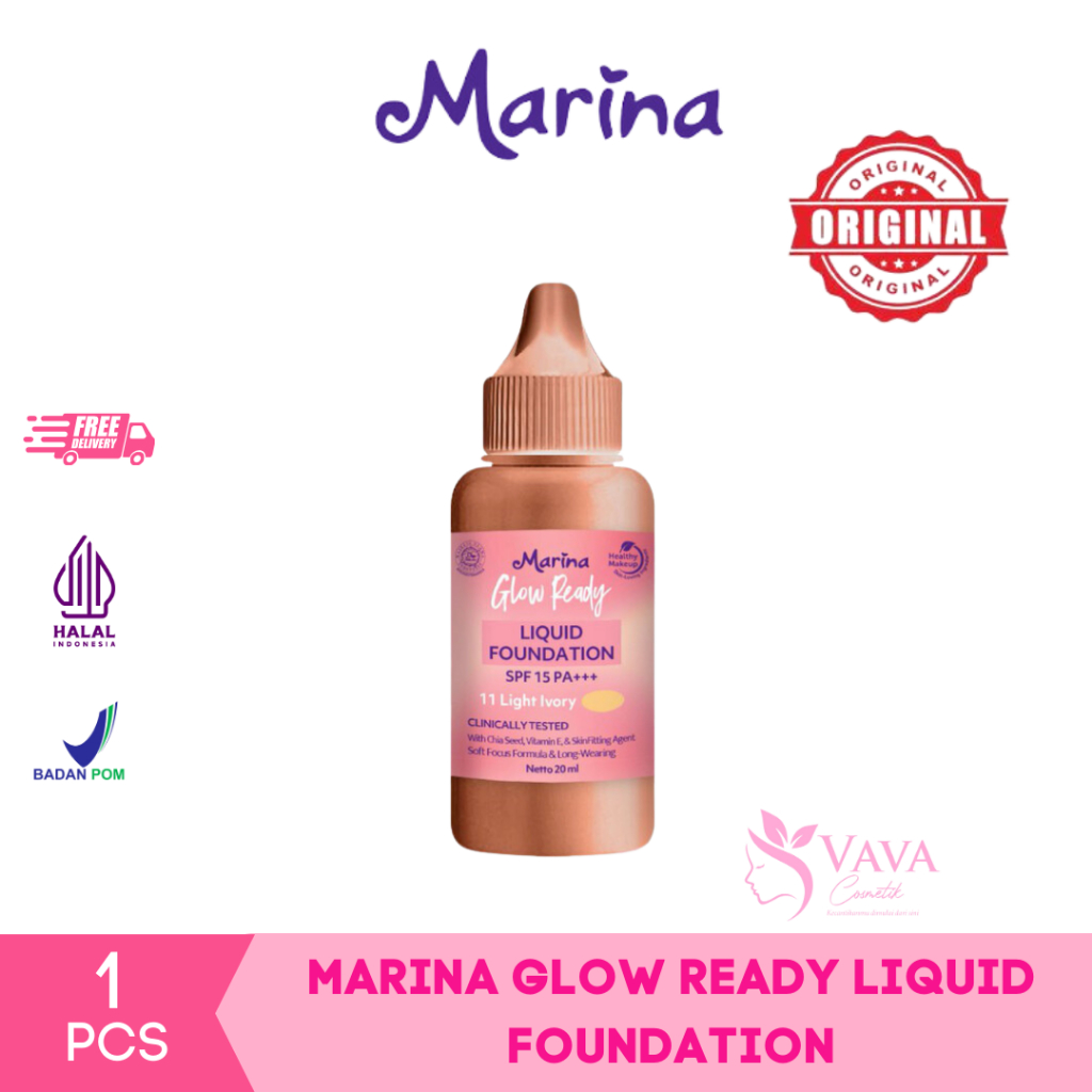 Jual MARINA GLOW READY FOUNDATION SPF15 25ML | Shopee Indonesia