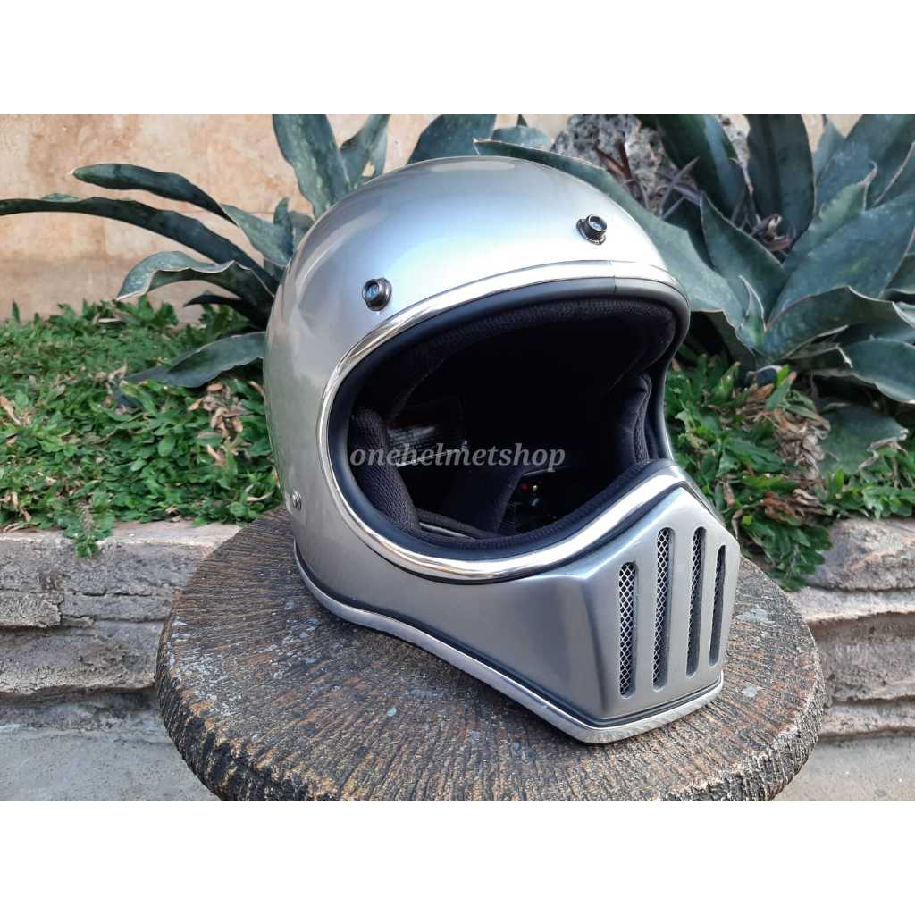 Jual Helm cakil silver custom fullface-helm retro classic bandit ...