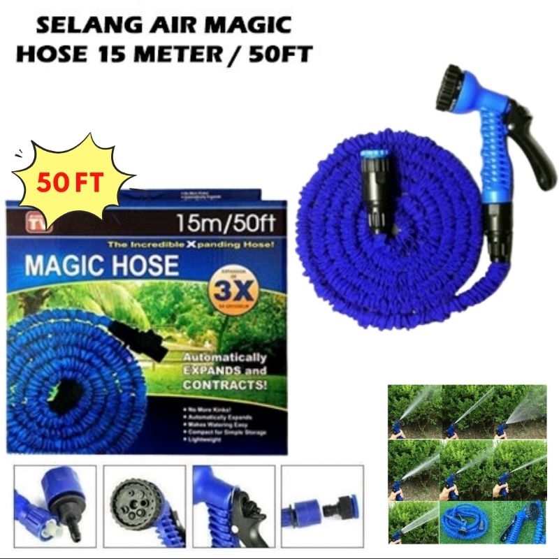 Jual SELANG AIR AJAIB ELASTIS Magic Hose 15 Meter/50 ft Alat Semprot ...