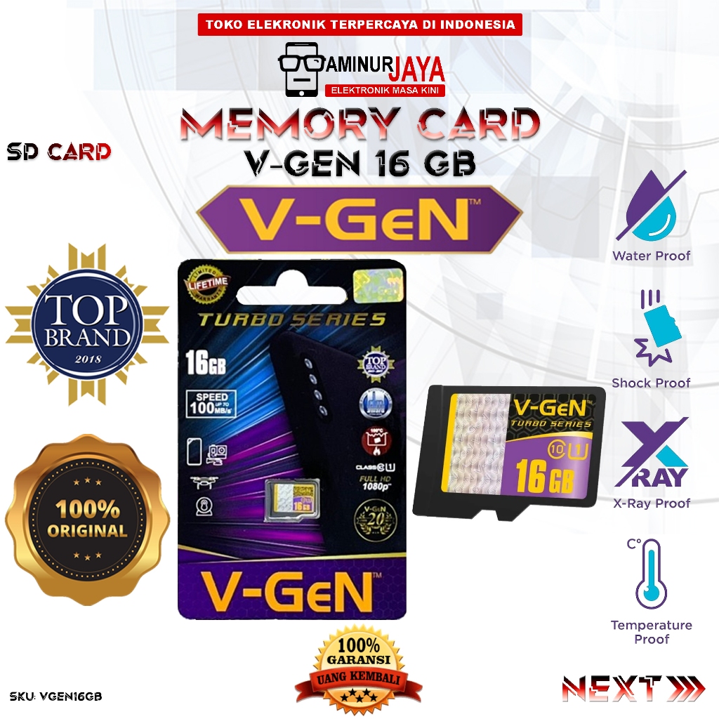 Jual Kartu Memory VGEN 16GB Turbo Series Class10 MMC Memori Card Micro SD HP V-Gen Original ...