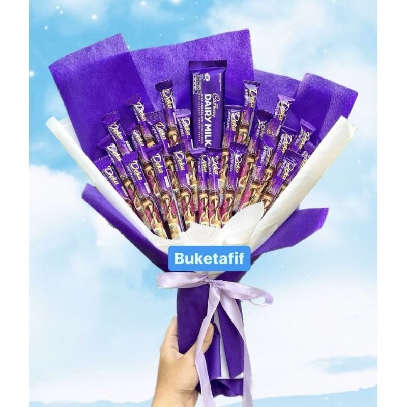 Jual BUKET SNACK UNGU DEKA DAN CADBURY DAIRYMILK PREMIUM/HADIAH ULTAH ...