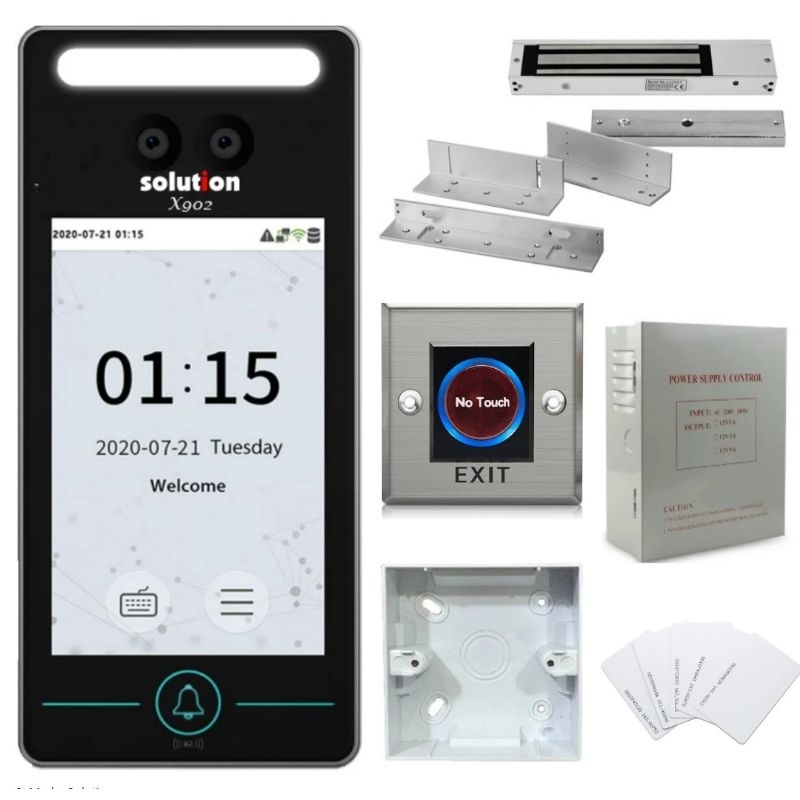 Jual Mesin Absensi Wajah Solution x902 paket access door wajah/masker/telapak tangan touchless ...