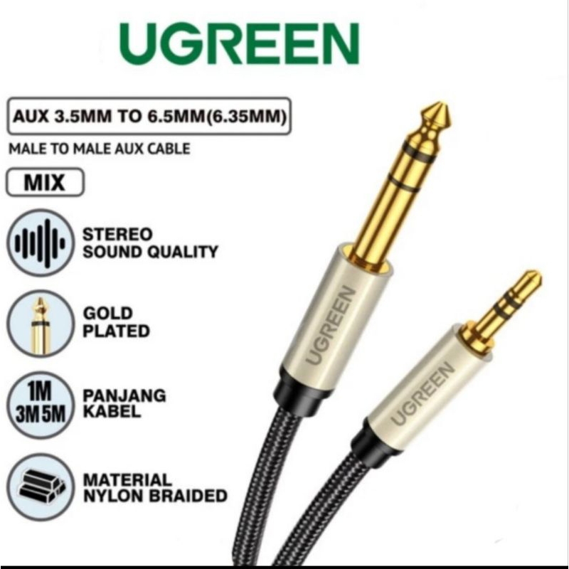 Jual 10625 UGREEN Kabel Aux Jack 3.5mm To 6.5mm 6.35mm Audio TRS Stereo 1M | Shopee Indonesia