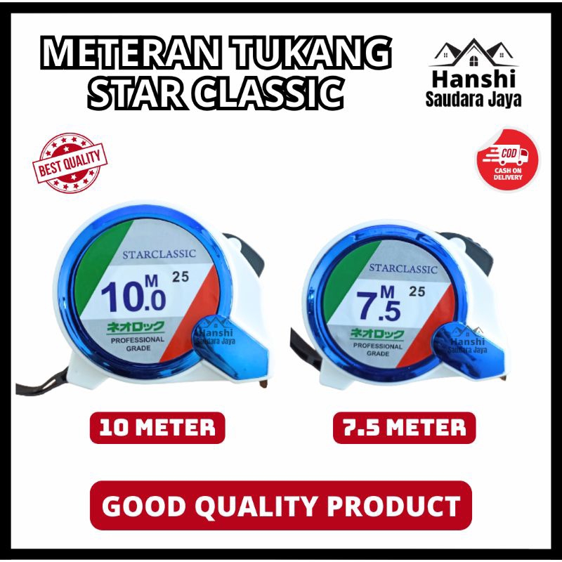 Jual Meteran Tukang / Measuring Tape / Meteran PVC Premium 7.5M 10 ...
