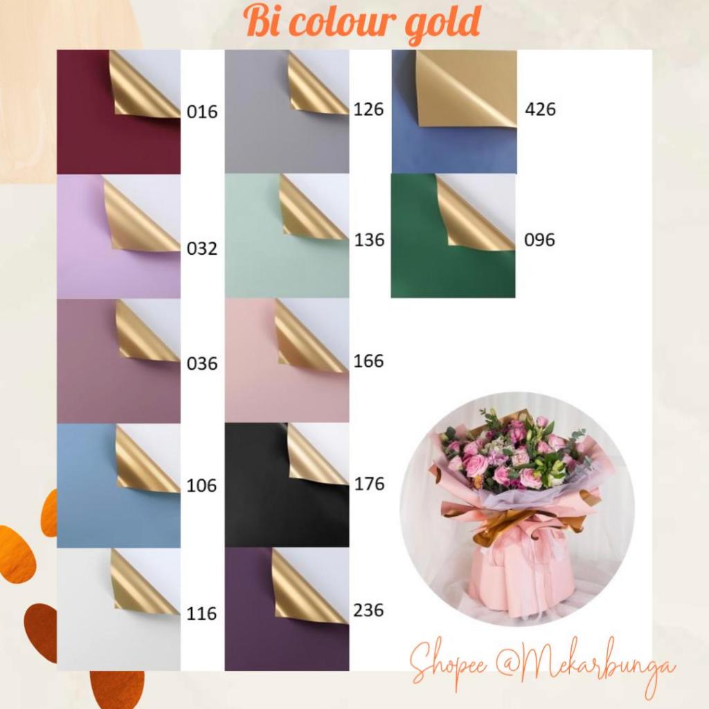Jual (K 7 / KF 7) - (20 LEMBAR) Kertas Bunga Cellophane Bi Color Gold 2 ...