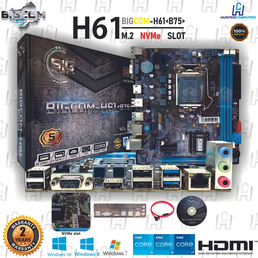 Jual GARANSI 2TAHUN Motherboard H61 B75 M2SATA/NVMe 1155 DDR3 M-atx ...