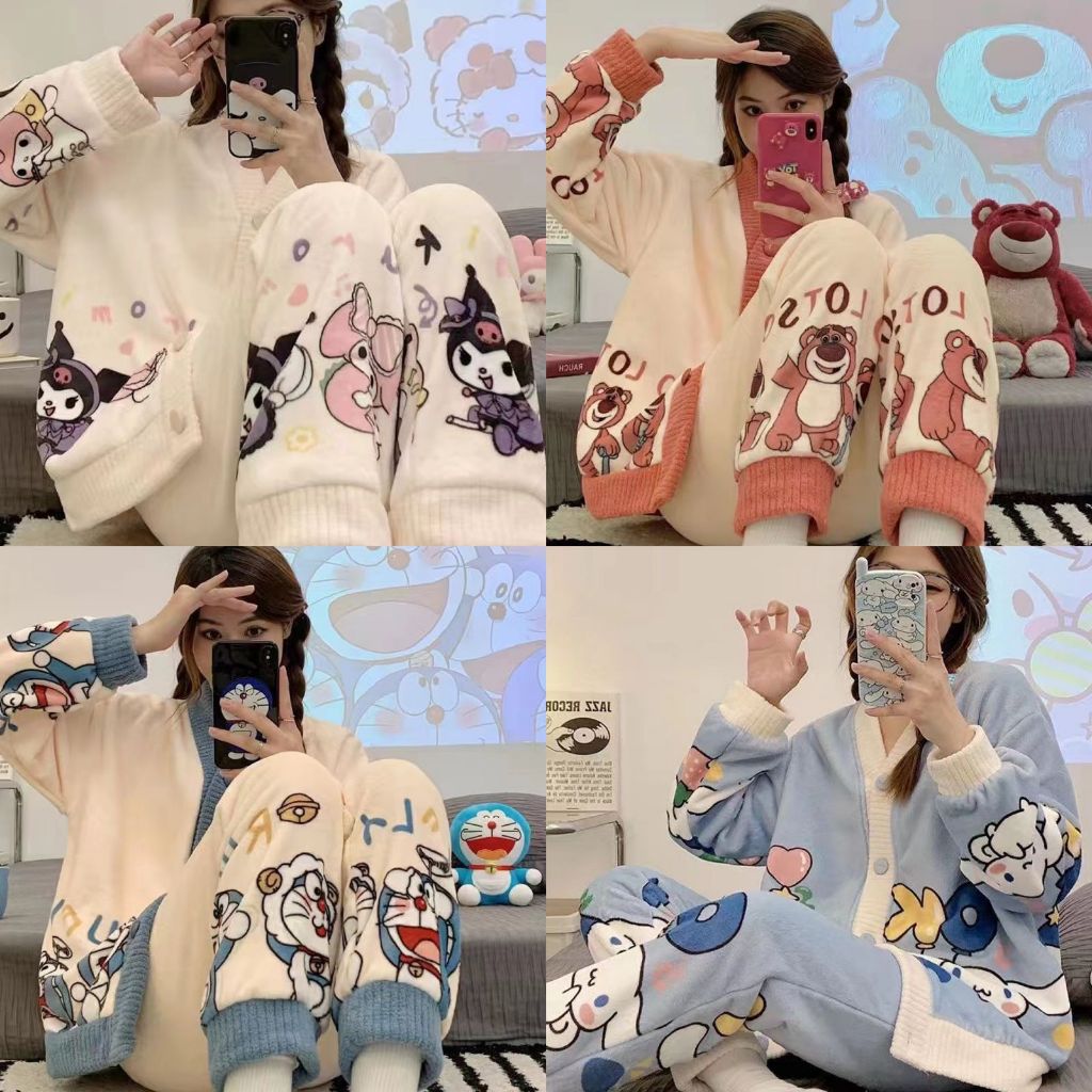 Jual Piyama bulu Pakaian Tidur Wanita Motif Karakter Kartun Cinnamoroll ...
