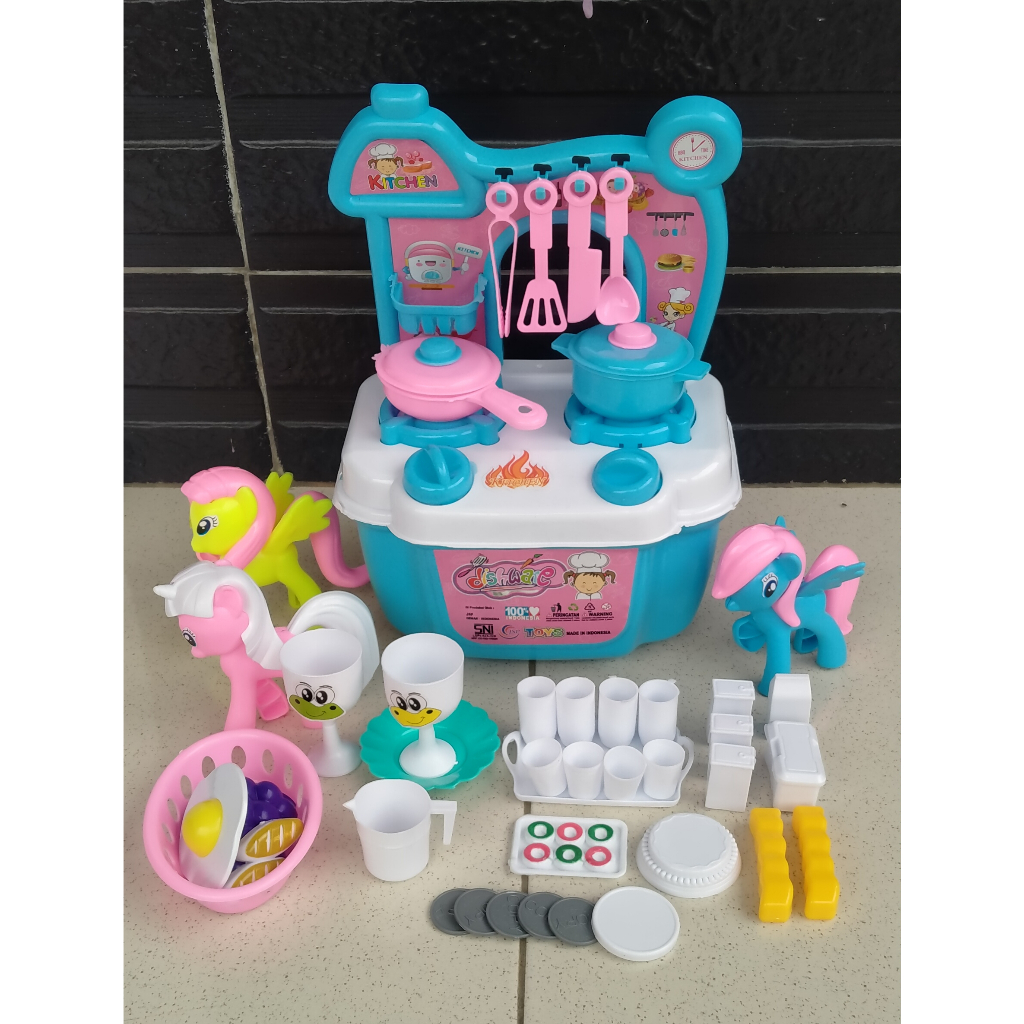 Jual mainan anak kitchen set kuda poni dapur masak masakan | Shopee ...