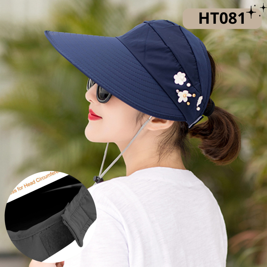Jual Topi Visor Wanita Anti UV - Desain Bordir Bunga & Tali Serut ...