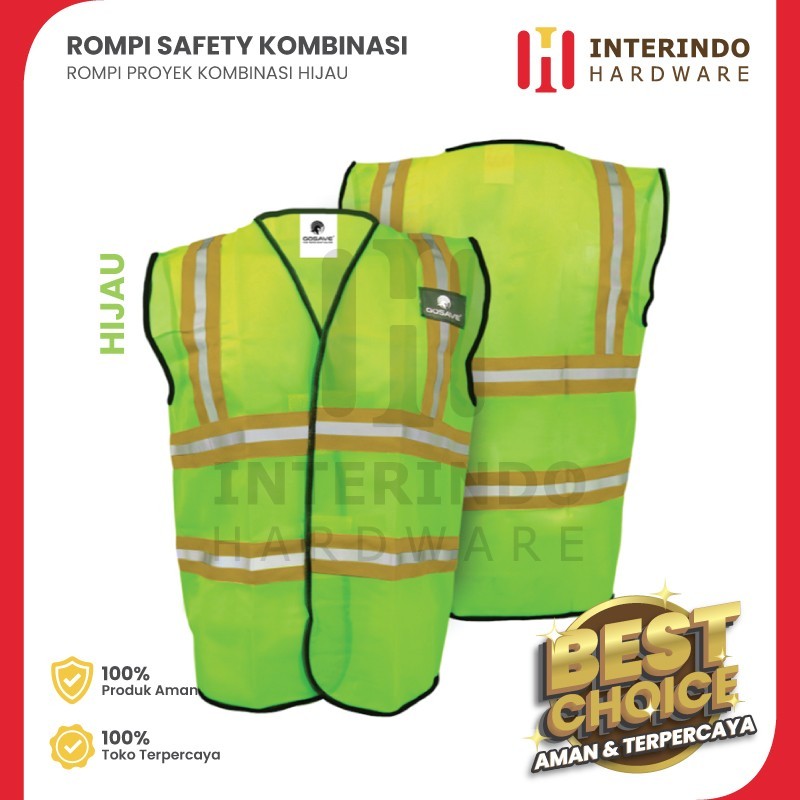 Jual Rompi Safety Proyek Kombinasi Hijau / Safety Vest Kombinasi ...