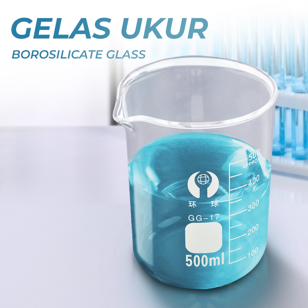 Jual One Two Cups Gelas Ukur Lab Kimia Borosilicate Glass 500 ml - GG ...