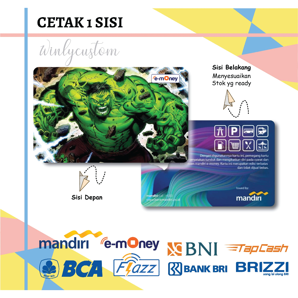Jual KARTU EMONEY ETOLL ANIME SUPERHERO HULK MANDIRI FLAZZ BCA GEN 2 ...