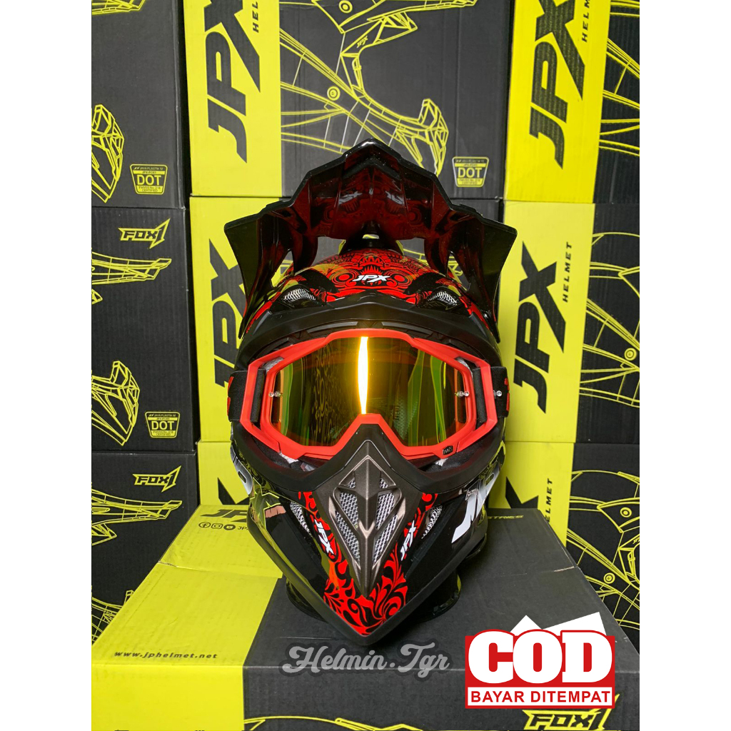 Jual HELM JPX CROSS FOX1 X16 RED ORIGINAL REAL PICT & VIDEO 100% ...