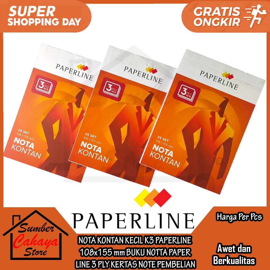 Jual PAPERLINE 3 Ply Ncr Nota Kontan Size 108x155 mm Kecil K3 Buku ...
