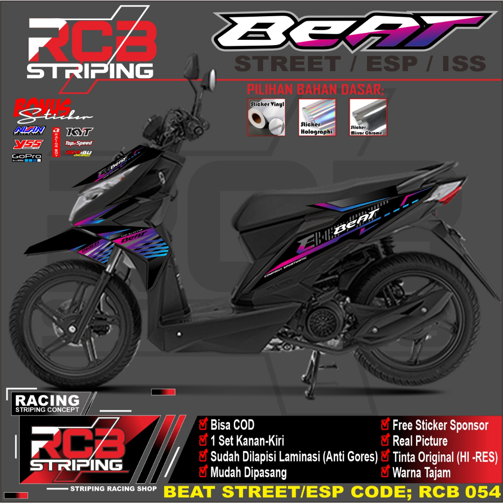 Jual Striping sticker variasi motor honda Beat Fi Esp Street Iss tahun ...