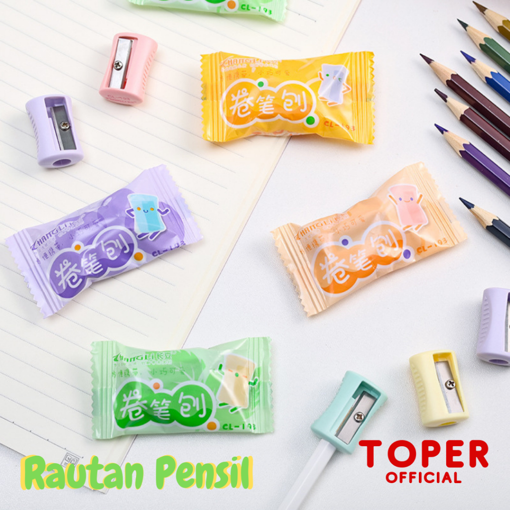 Jual TOPER Rautan Serutan Pensil Kemasan Permen Full Color Berwarna ...