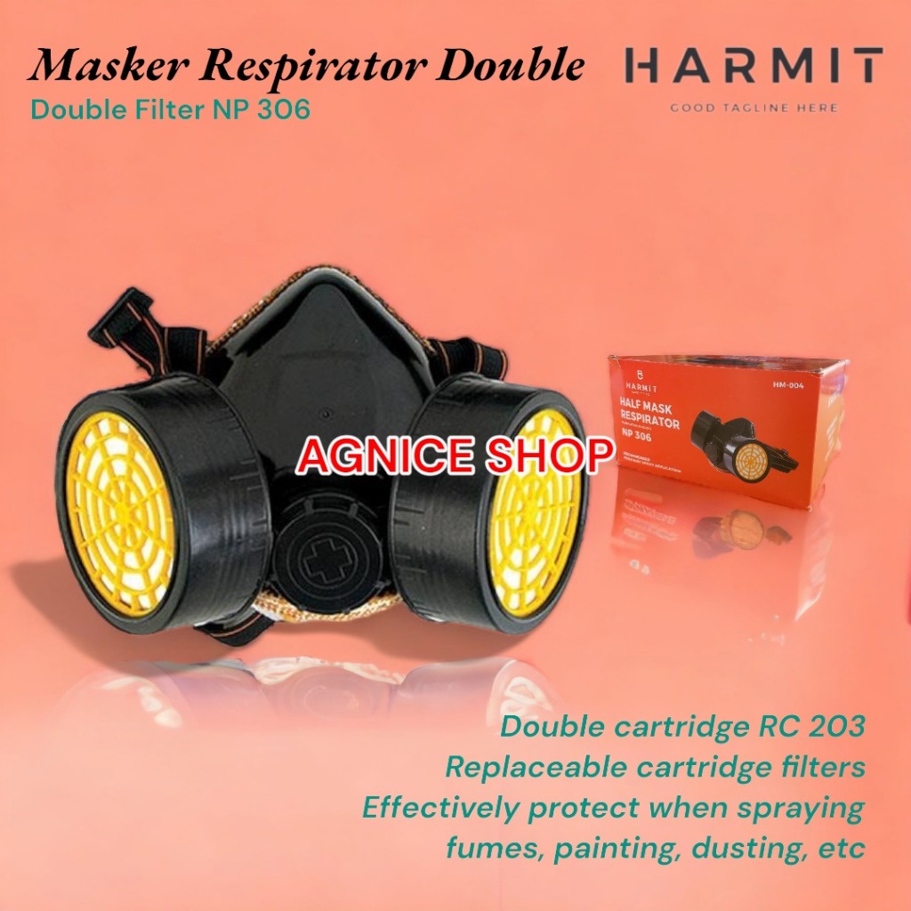 Jual Masker Respirator Half Mask Double Filter NP 306 HARMIT | Shopee ...