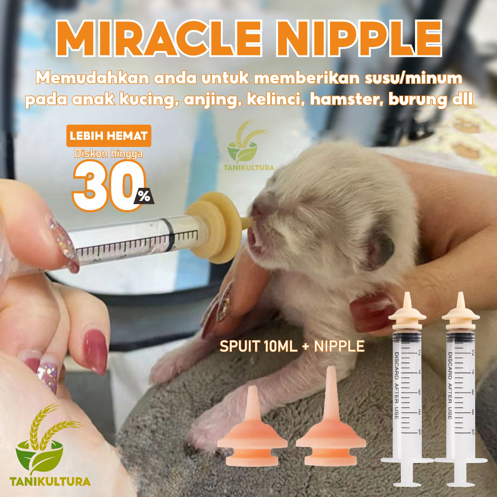 Jual Miracle Nipple Kitten Dot Bayi Kucing Baru Lahir Botol Dot Susu ...
