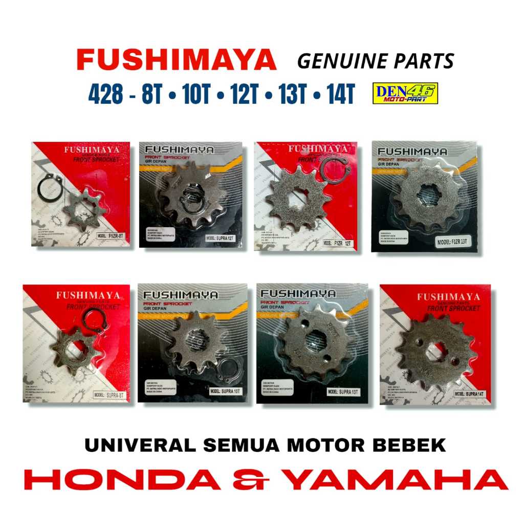 Jual GEAR GIR GIGI TARIK DEPAN 428 : 8T - 10T - 12T - 13T - 14T [ FUSHIMAYA ] MOTOR - GRAND ...