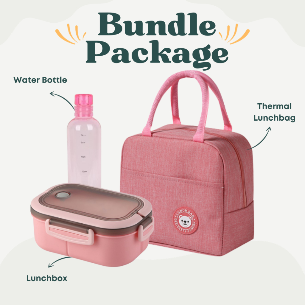 Jual Set Kotak Makan Lunchbox Tingkat Layer + Tas Lunchbag Thermal Tahan Panas+ Botol Minum ...