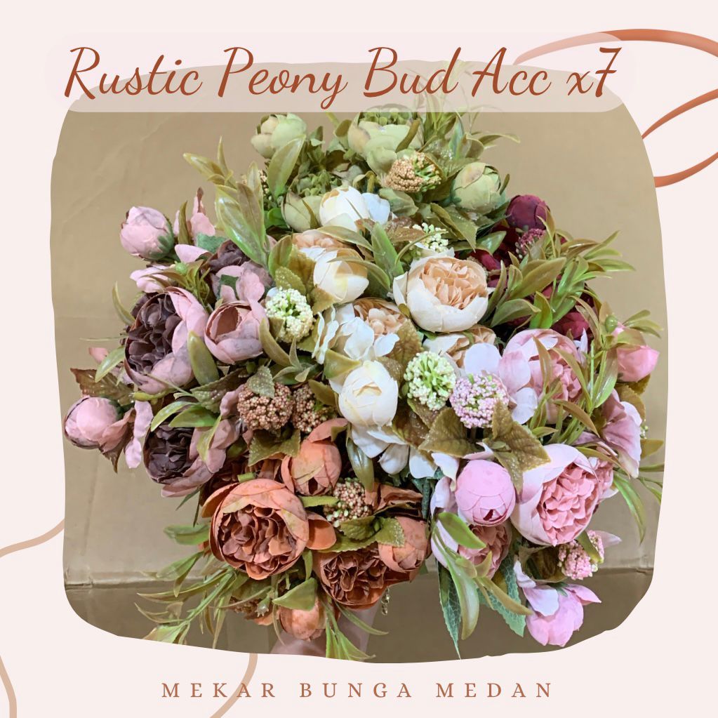 Jual JB 10 (8 WARNA) Bunga Artifisial Rustic Peony Bud ACC x7 Kuntum ...