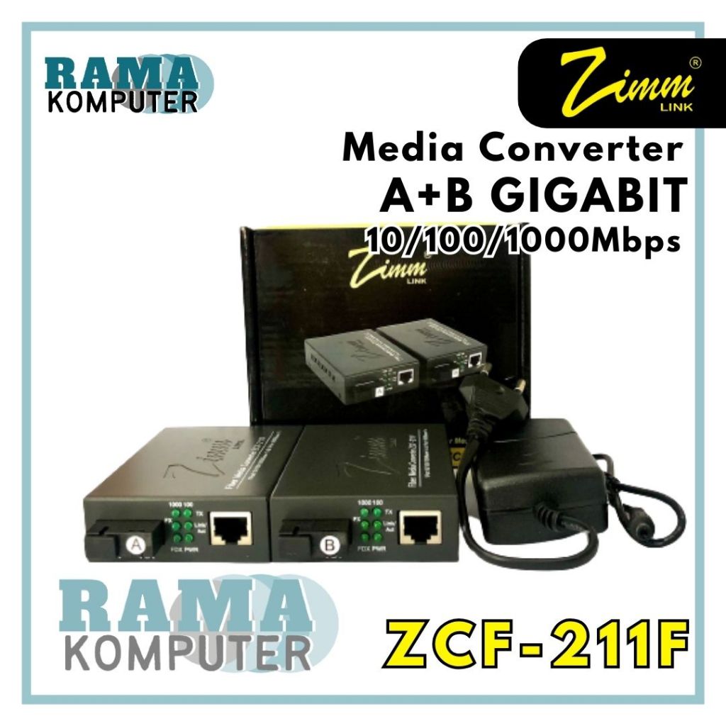 Jual MEDIA CONVERTER ZIMMLINK A+B GIGABIT ZCF-211F | Shopee Indonesia