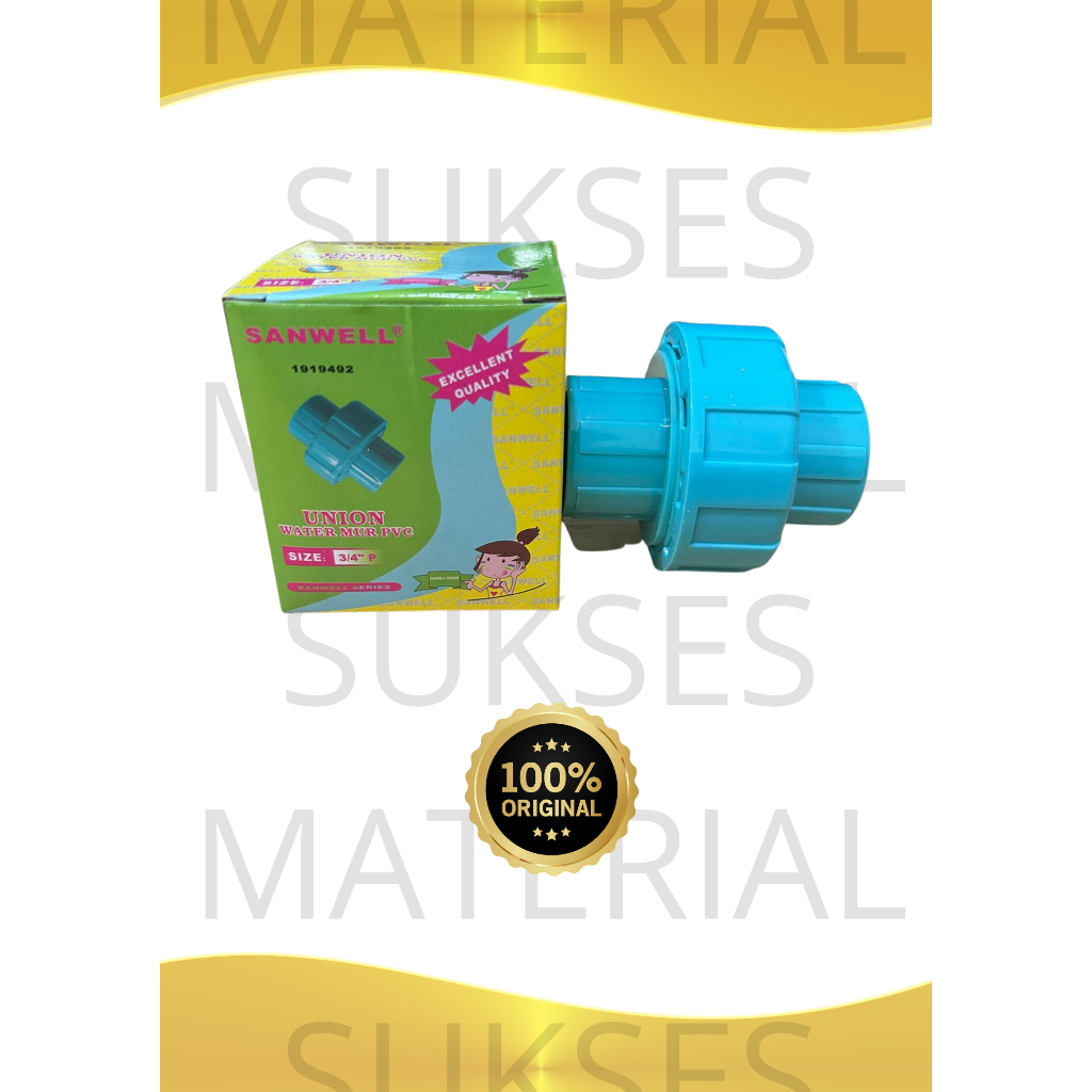 Jual WATERMUR PVC SANWELL 3/4" INCH / WATER MUR POMPA UNION FITTING ...