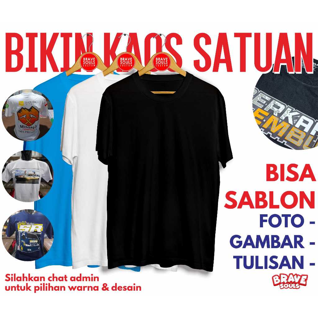 Jual KAOS CUSTOM SATUAN BEBAS DESAIN UKURAN SABLON A3 | Shopee Indonesia
