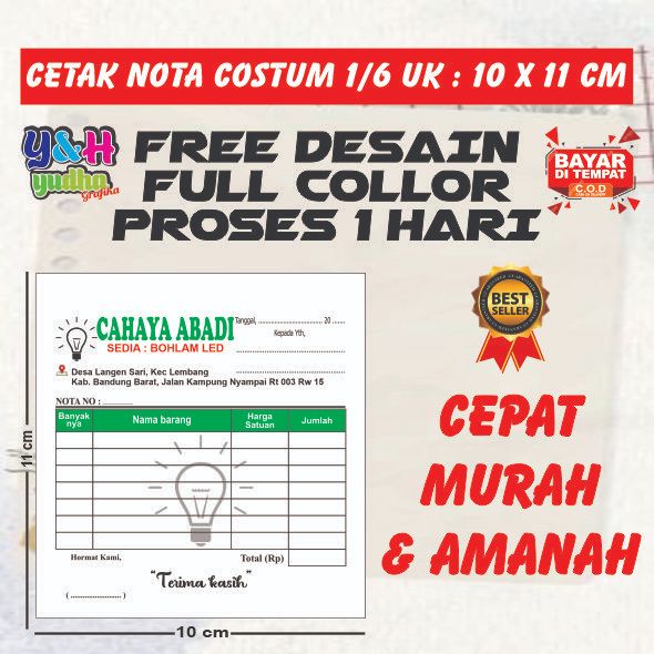 Jual CETAK NOTA COSTUM 1/6 Gratis Desain Gratis Logo Bebas Nama Sendiri ...