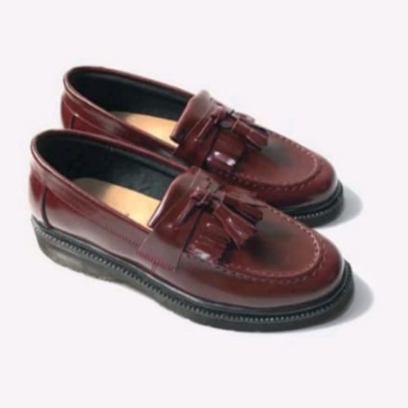 Jual Sepatu Docmart Loafers Merah Maroon Pria Wanita Formal Kasual ...