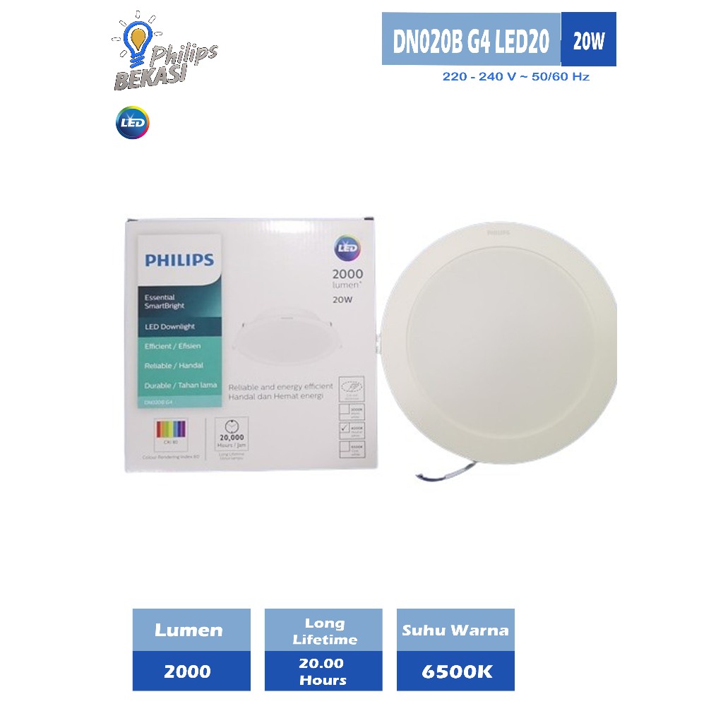 Jual Lampu PHILIPS LED Downlight 20 Watt DN020B G4 | Shopee Indonesia