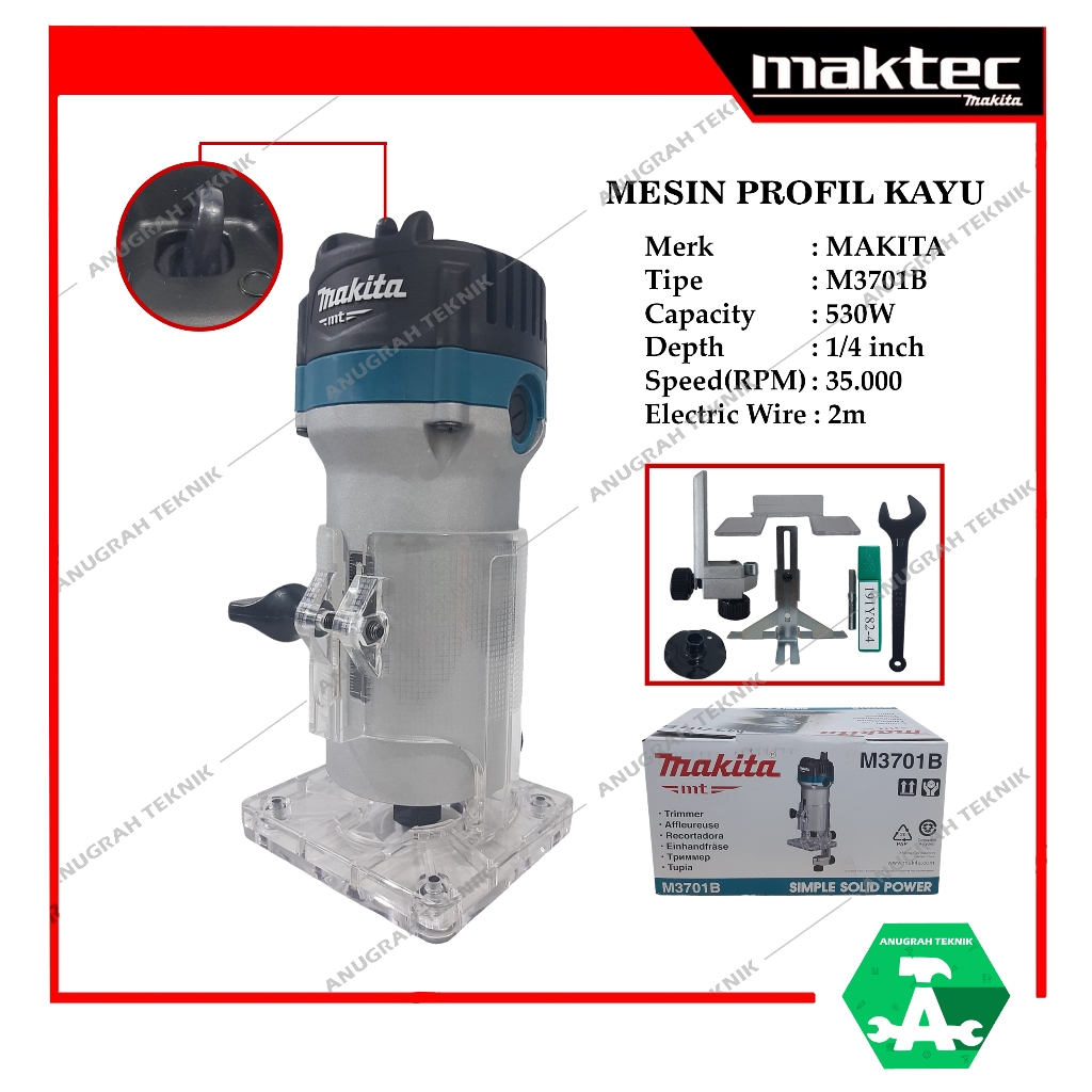 Jual Makita M3701B Pengganti Maktec MT370 Mesin Profil Kayu Trimer ...