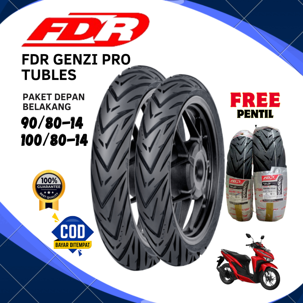 Jual PAKET BAN TUBLES FDR GENZI PRO ( 90/80-14 ), ( 100/80-14 ...