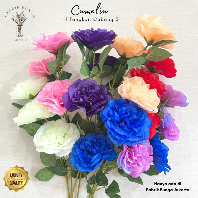 Jual COD (1 Tangkai; Cabang 3) Bunga Camelia Artificial/ Bunga Camelia ...