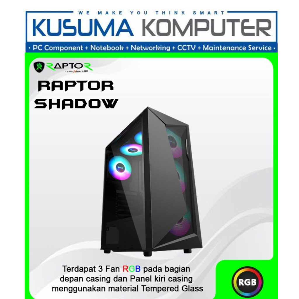 Jual Casing Power Up Raptor SHADOW + 3 Fan RGB Gaming Case | Shopee ...
