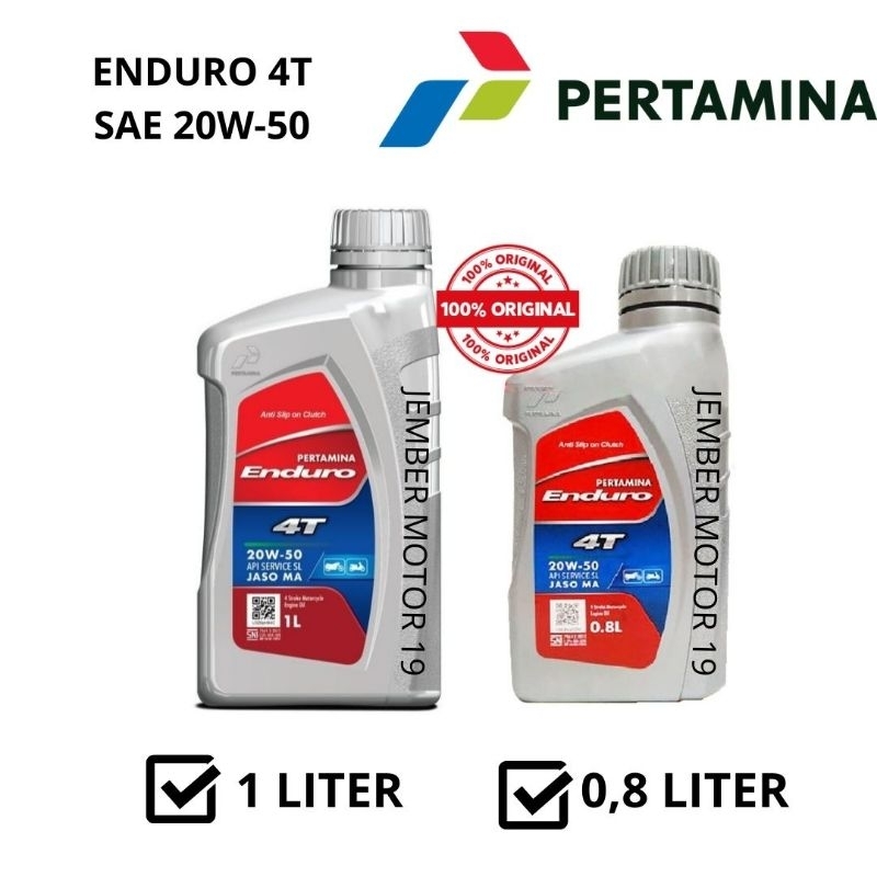 Jual OLI MOTOR PERTAMINA ENDURO 4T 800 ML DAN 1 LITER 20W-50 ORIGINAL | Shopee Indonesia