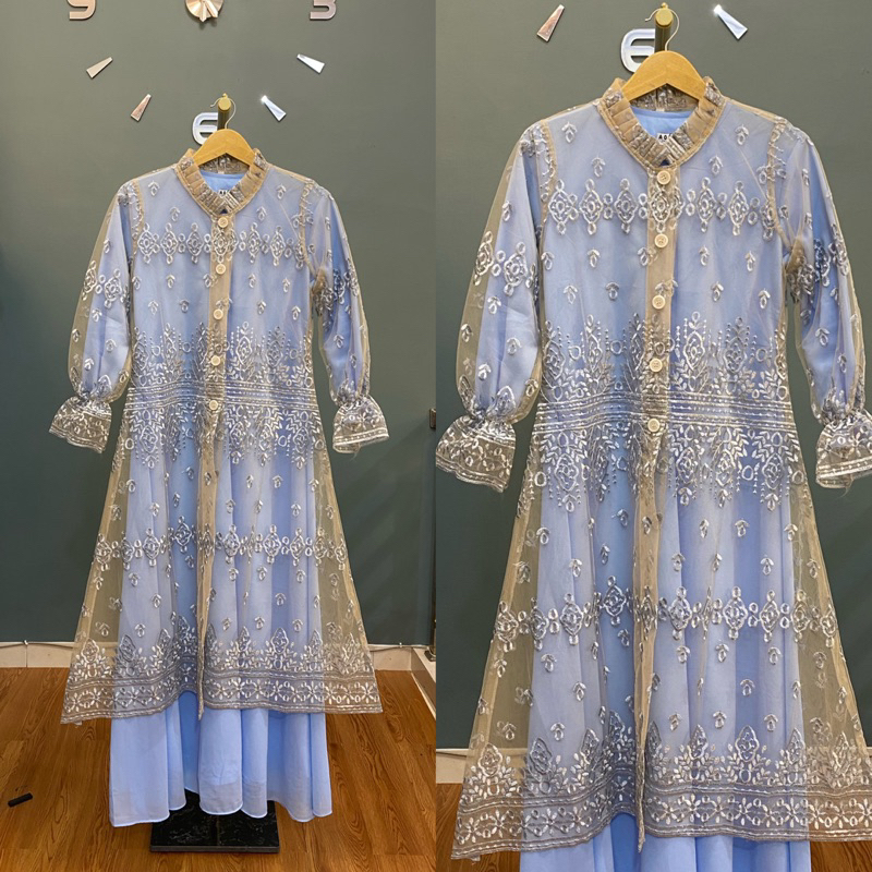 Jual Gamis Outer Tile Aqila Babyblue dan Teracotta Size M - 5L / Gamis ...