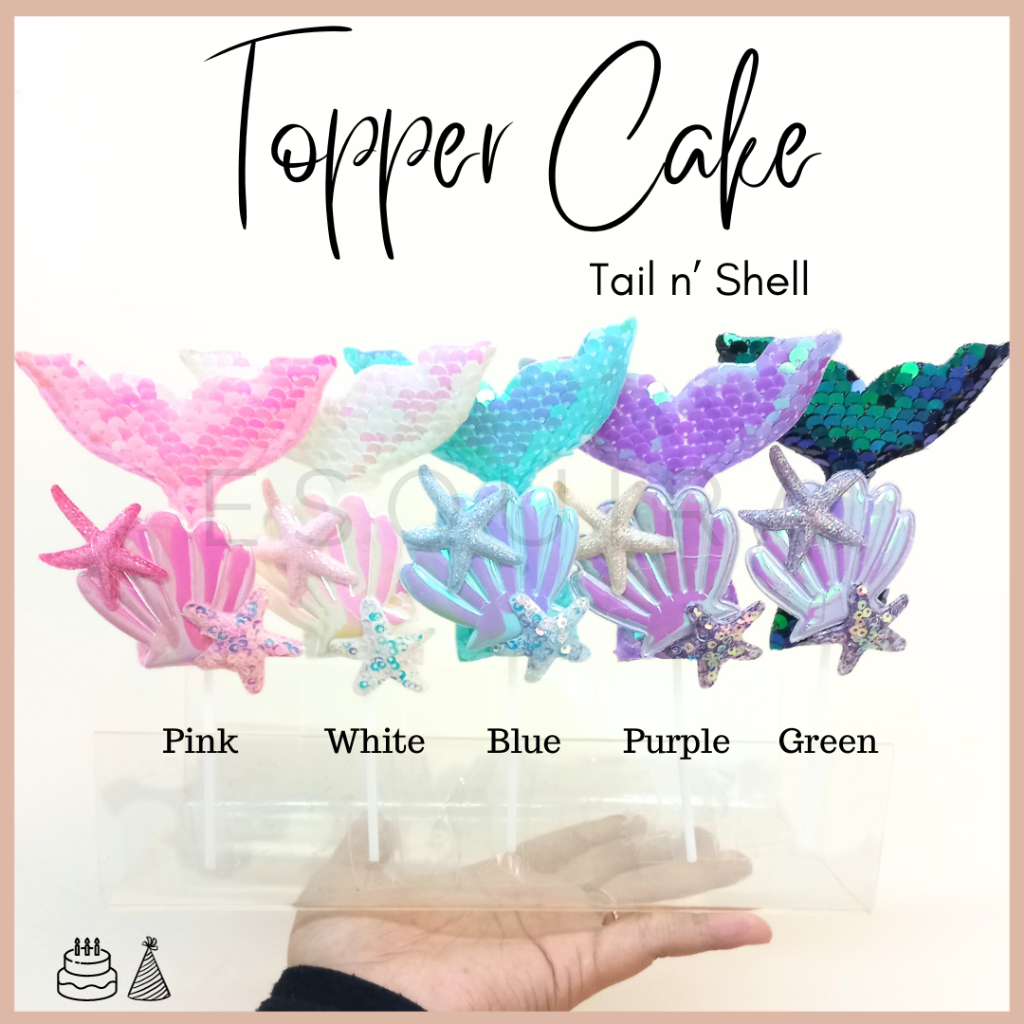 Jual Topper Cake Tail n Shell / Hiasan Kue Mermaid Kerang TC-TS | Shopee Indonesia