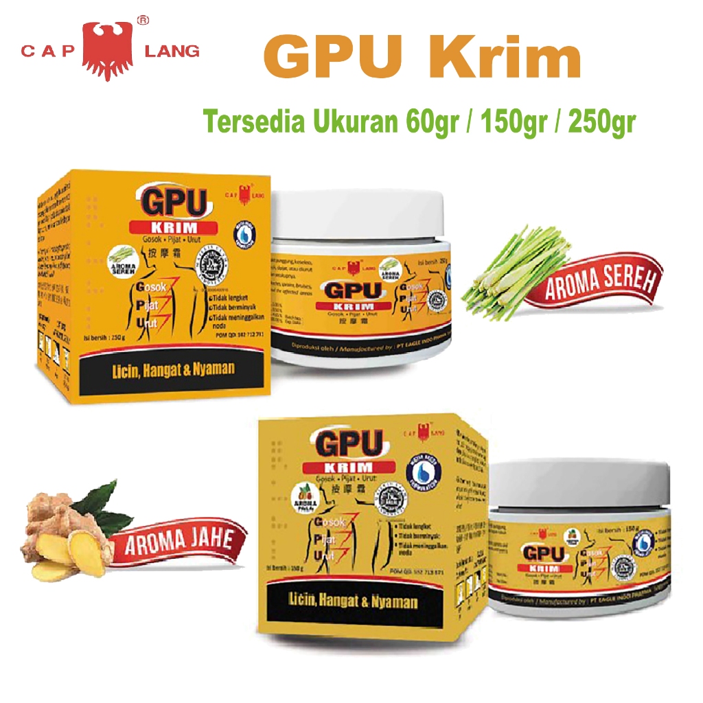 Jual Bisa COD Gpu Krim 60/150/250 Gram Balsem Gosok Pijat Urut | Shopee ...