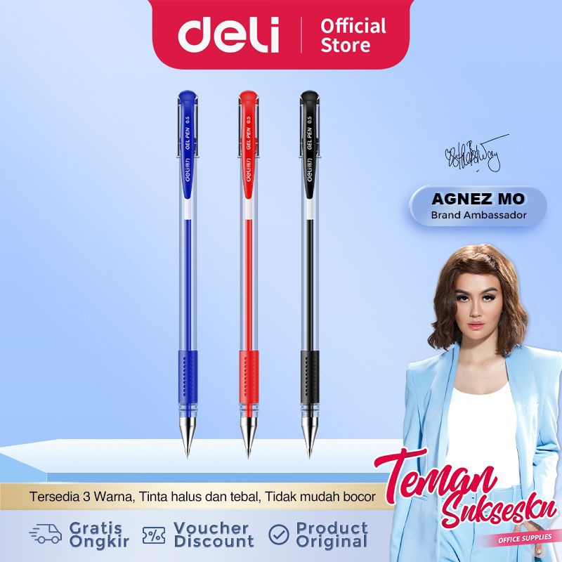 Jual DELI EC BALLPOINT GEL 6601 (BLACK) | Shopee Indonesia
