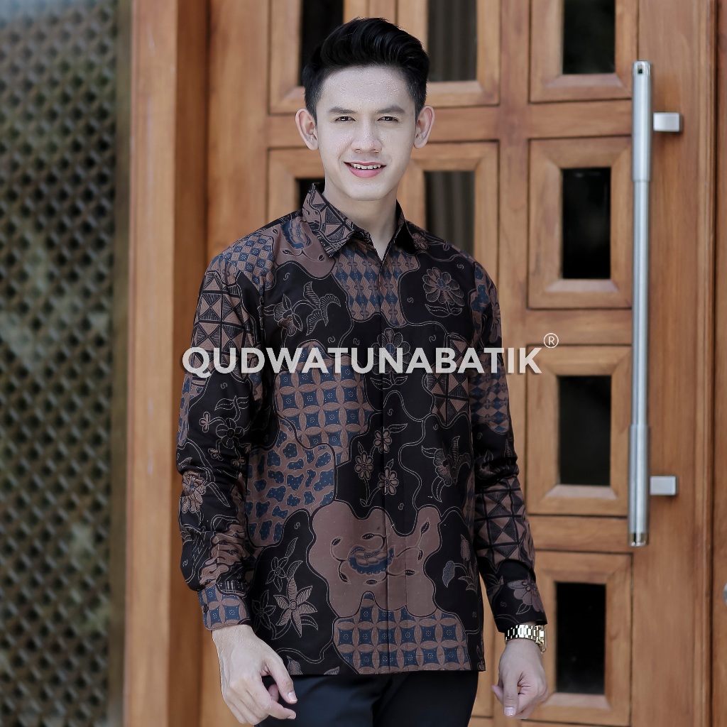 Jual Qudwatunabatik - Kemeja Batik Premium - Motif Cakra Warna Hitam ...