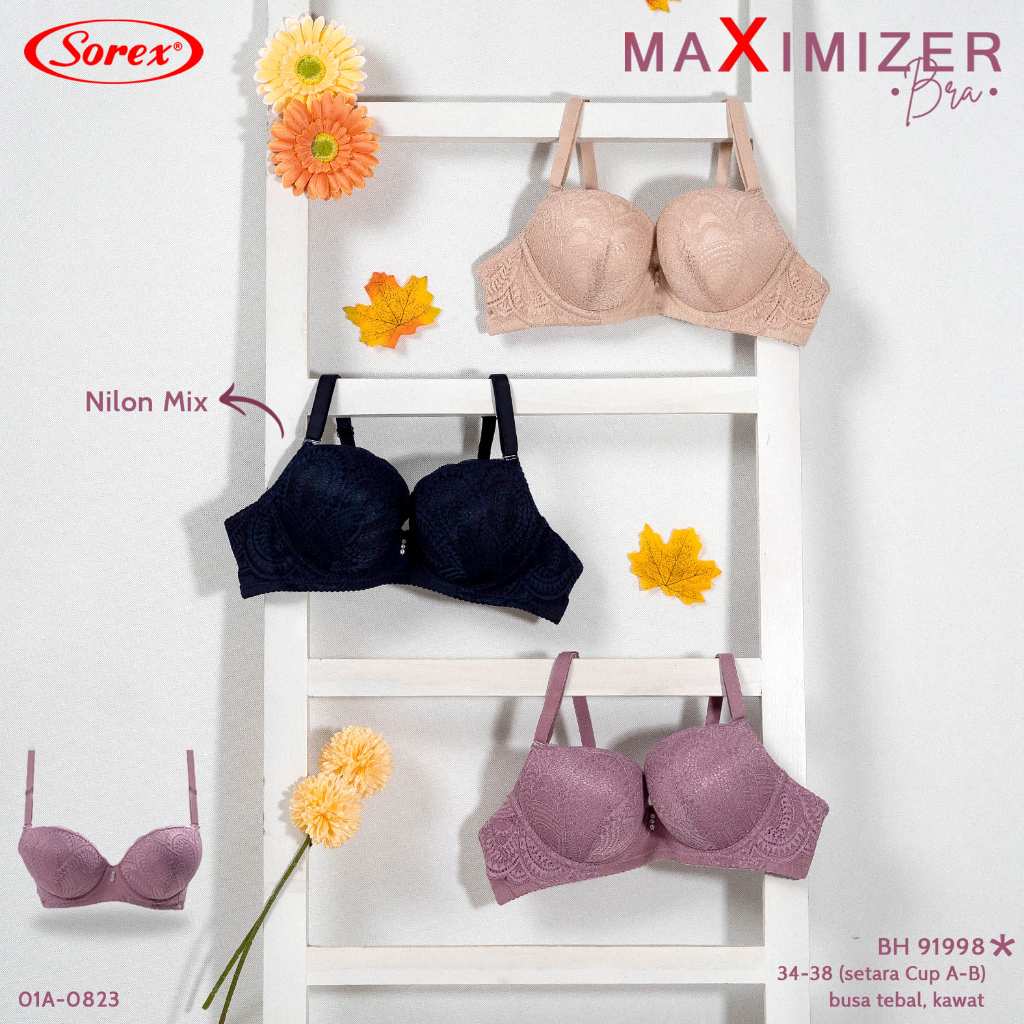 Jual SOREX Bra Brukat Kawat Busa Tebal Push up Maximizer | Shopee Indonesia