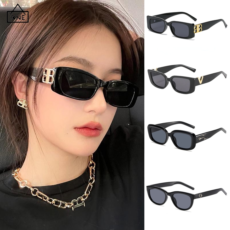 Jual COD ️Kacamata Hitam Kotak Wanita Dan Pria Retro Bingkai Persegi Minimalis Cewek Seksi ...