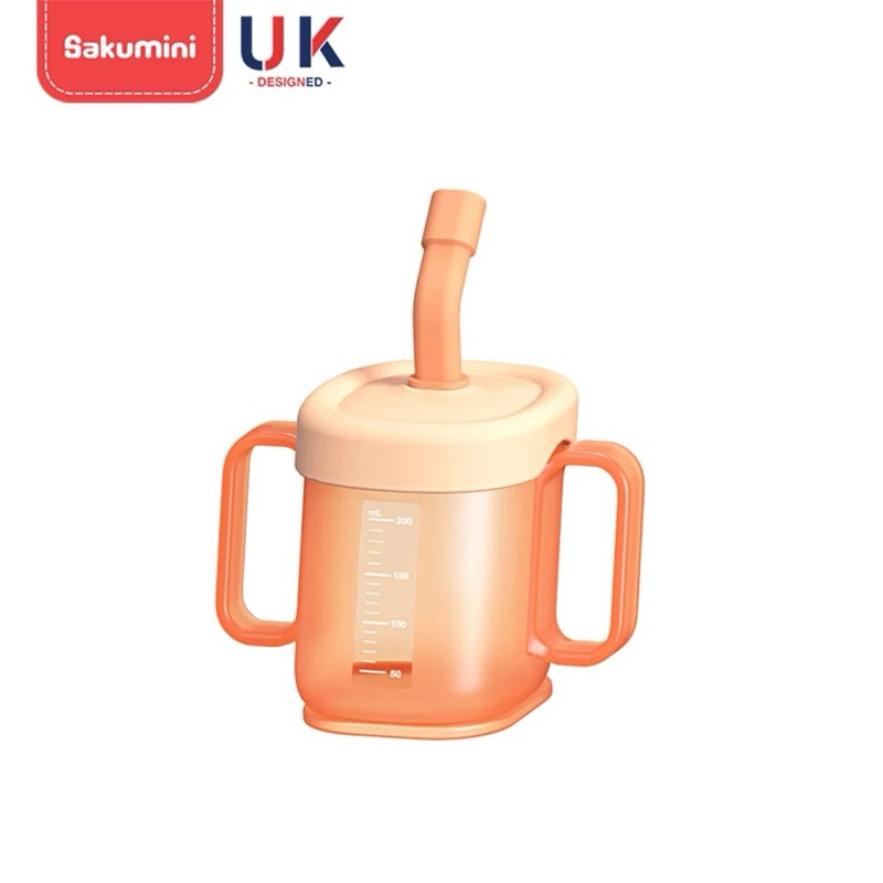 Jual Sakumi Curve Straw cup Training Gelas minum sedotan anak hijau ...