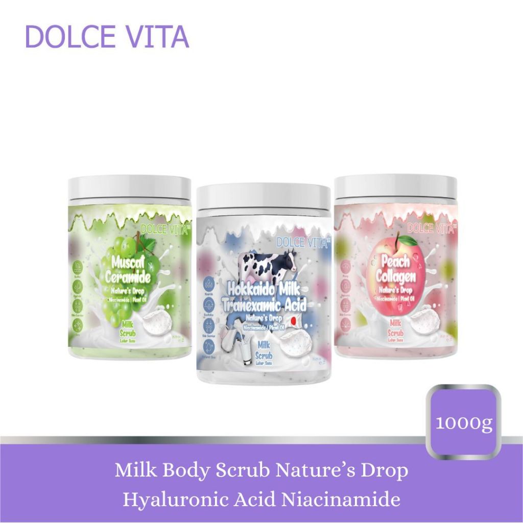 Jual DOLCE VITA MILK BODY SCRUB NATURE'S DROP HYALURONIC ACID ...
