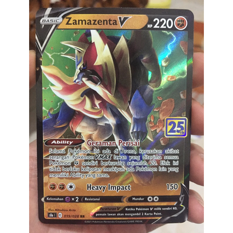Jual KARTU POKEMON ZAMAZENTA V RR 25th INDONESIA HOLO NOT MINT | Shopee Indonesia