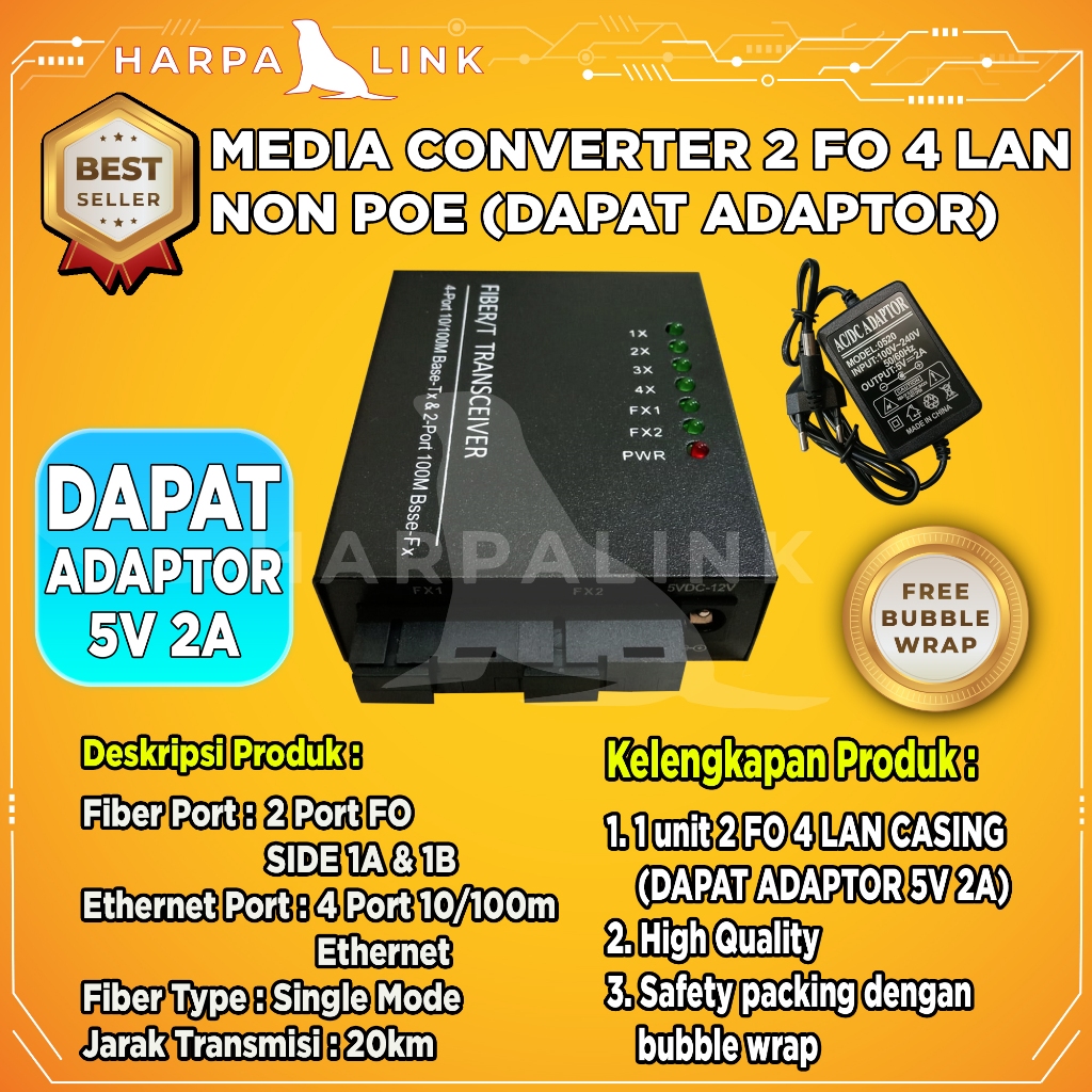 Jual Media Converter 2 FO 4 LAN 2 SC 4 RJ45 2F4E 10/100 Mbps Full Body / Switch Fiber Optic ...