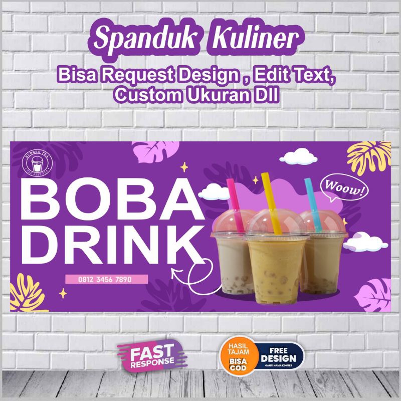 Jual Spanduk Minuman Boba/ Es teh Custom free desain | Shopee Indonesia